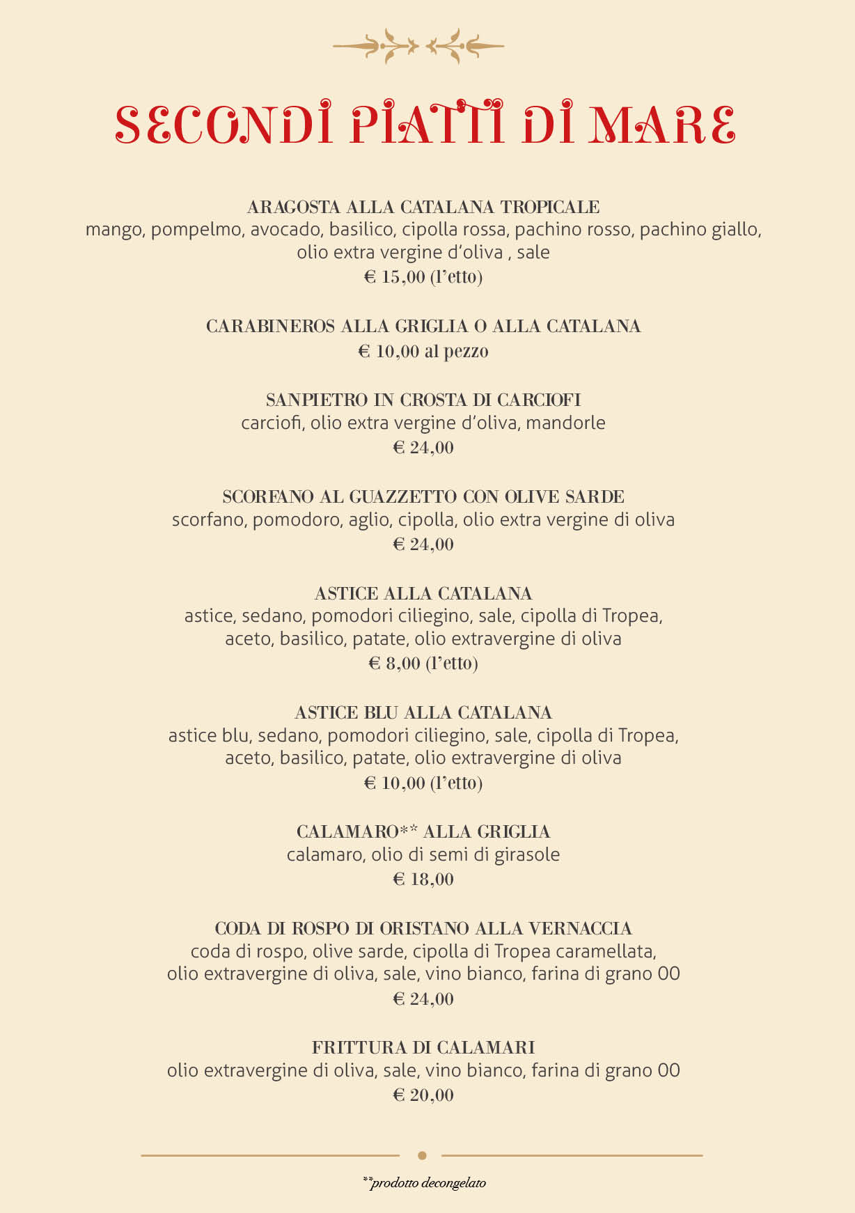 Menu | Ristorante karalis
